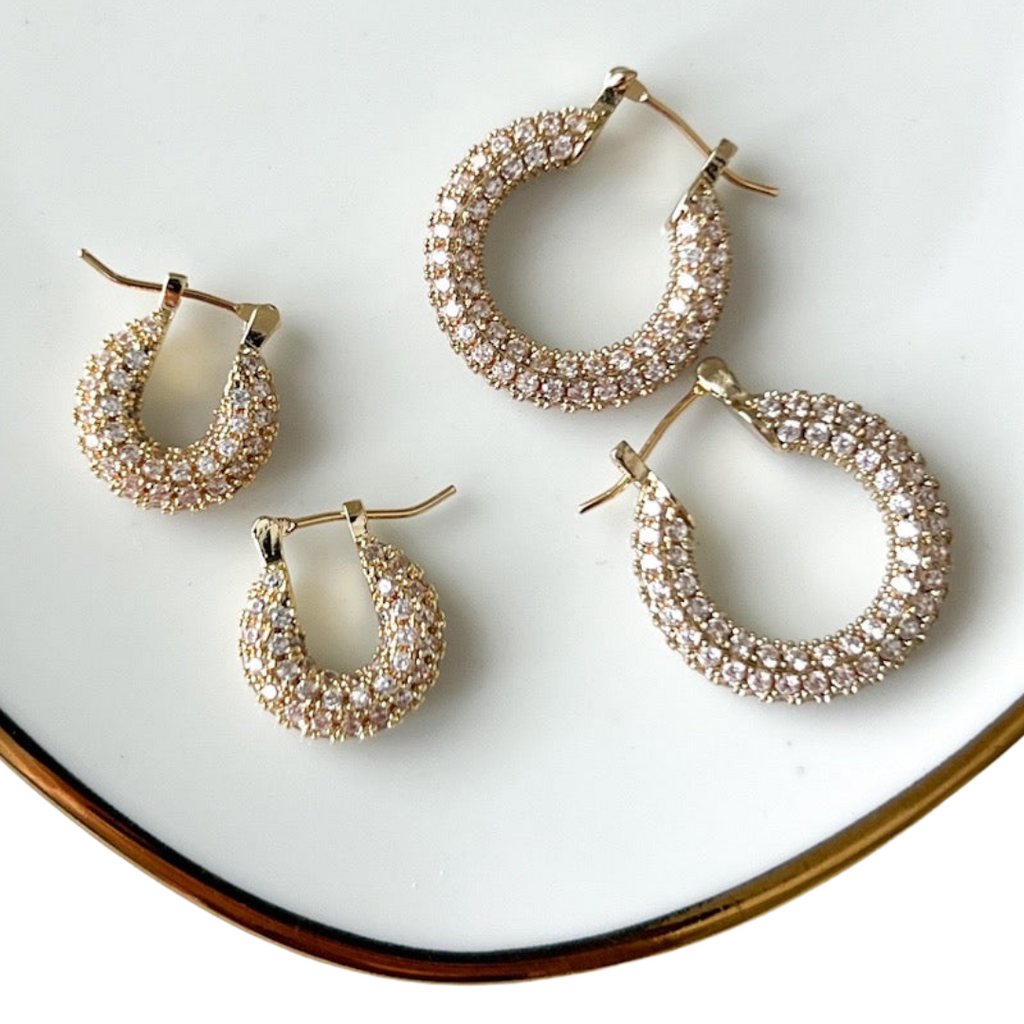 Ella Crystal Studded Hoop Earrings – The Songbird Collection